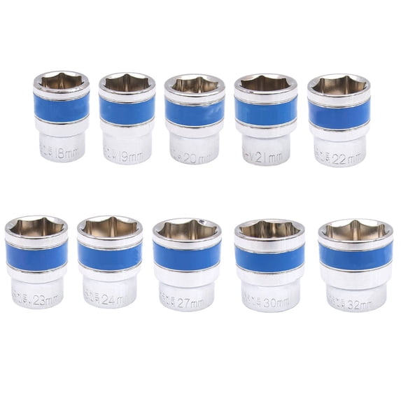 10pcs 8-32mm 1/2'' Drive Hexagonal Socket Set Metric Wrench Socket ...