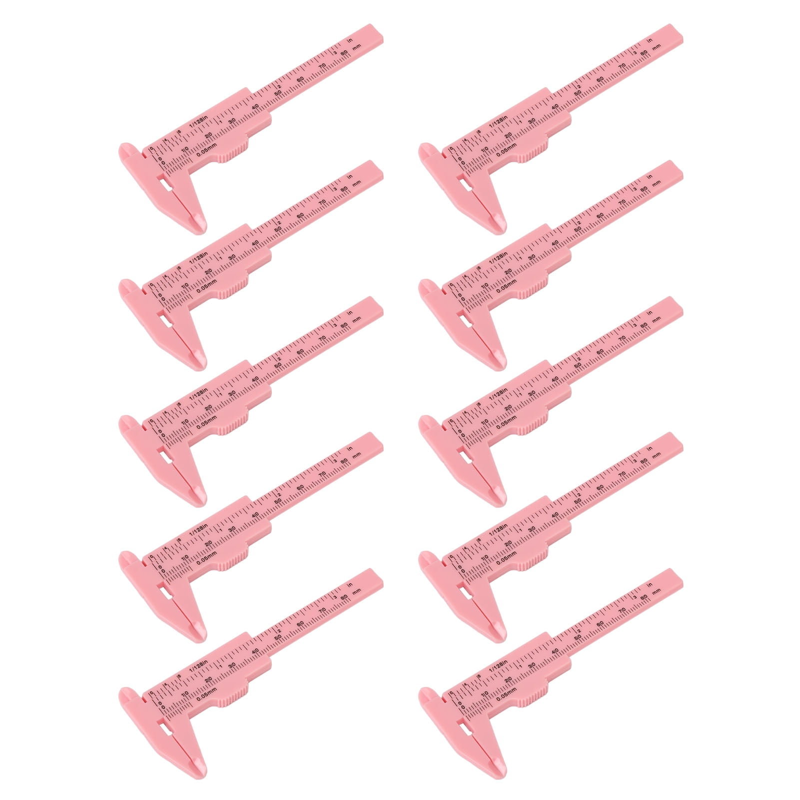 10pcs 80mm Eyebrow Measuring Ruler Pink Eyebrow Double Scale Vernier ...
