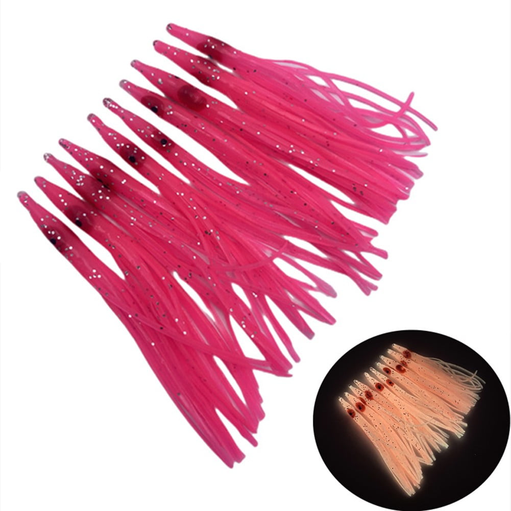 10pcs 80mm Luminous Octopus Lure Squid Rubber Fishing Trout Swing Lure ...