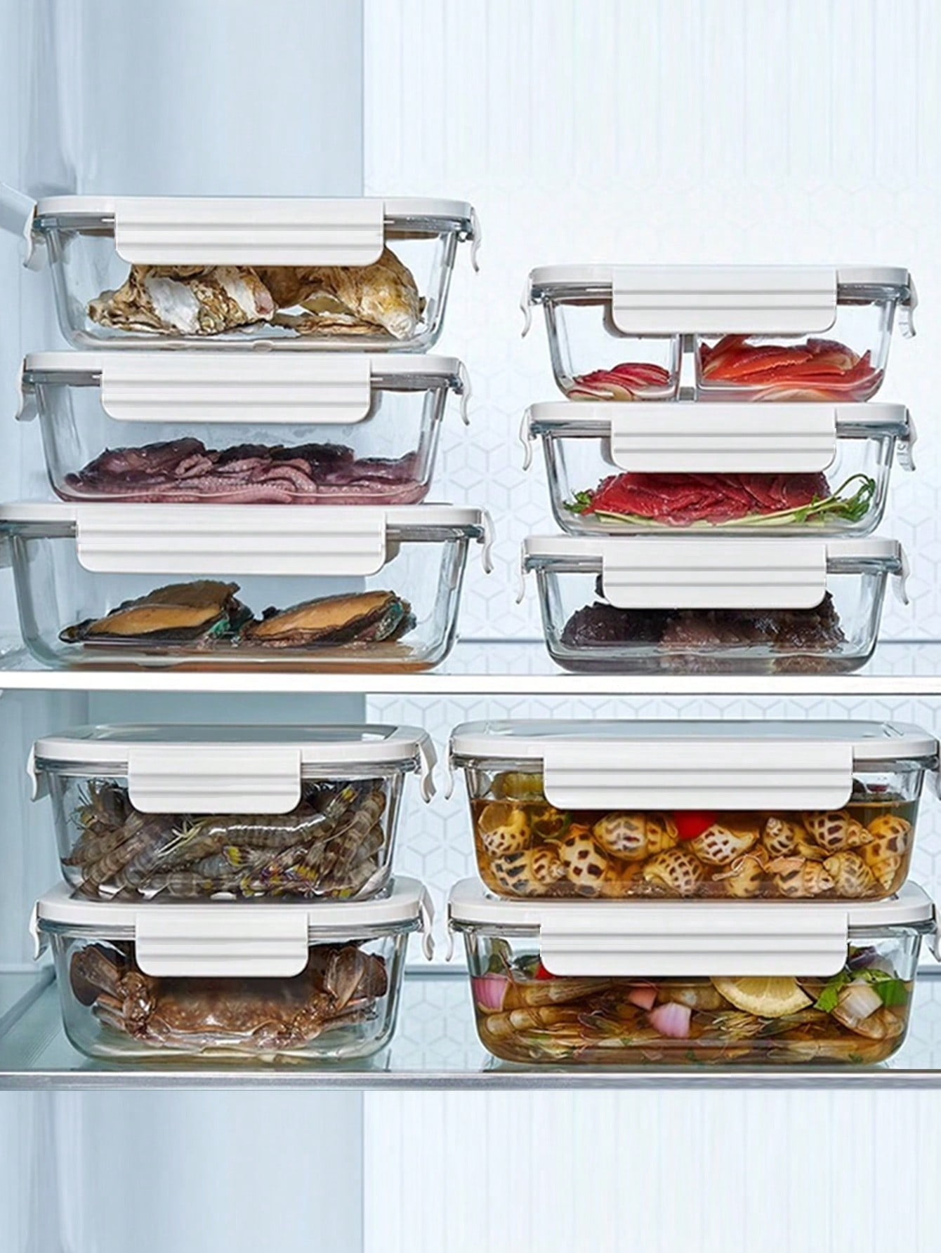 10pcs (850ml X 5pcs + 1400ml X 5pcs) Snap-Lock Fresh Keeping Boxes For ...