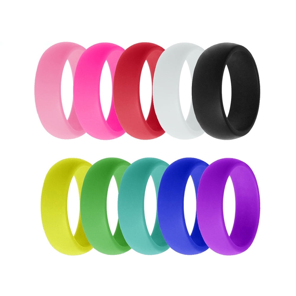HOMEMAXS Unisex Silicone Ring Set 10 Mixed Colors Durable and ...