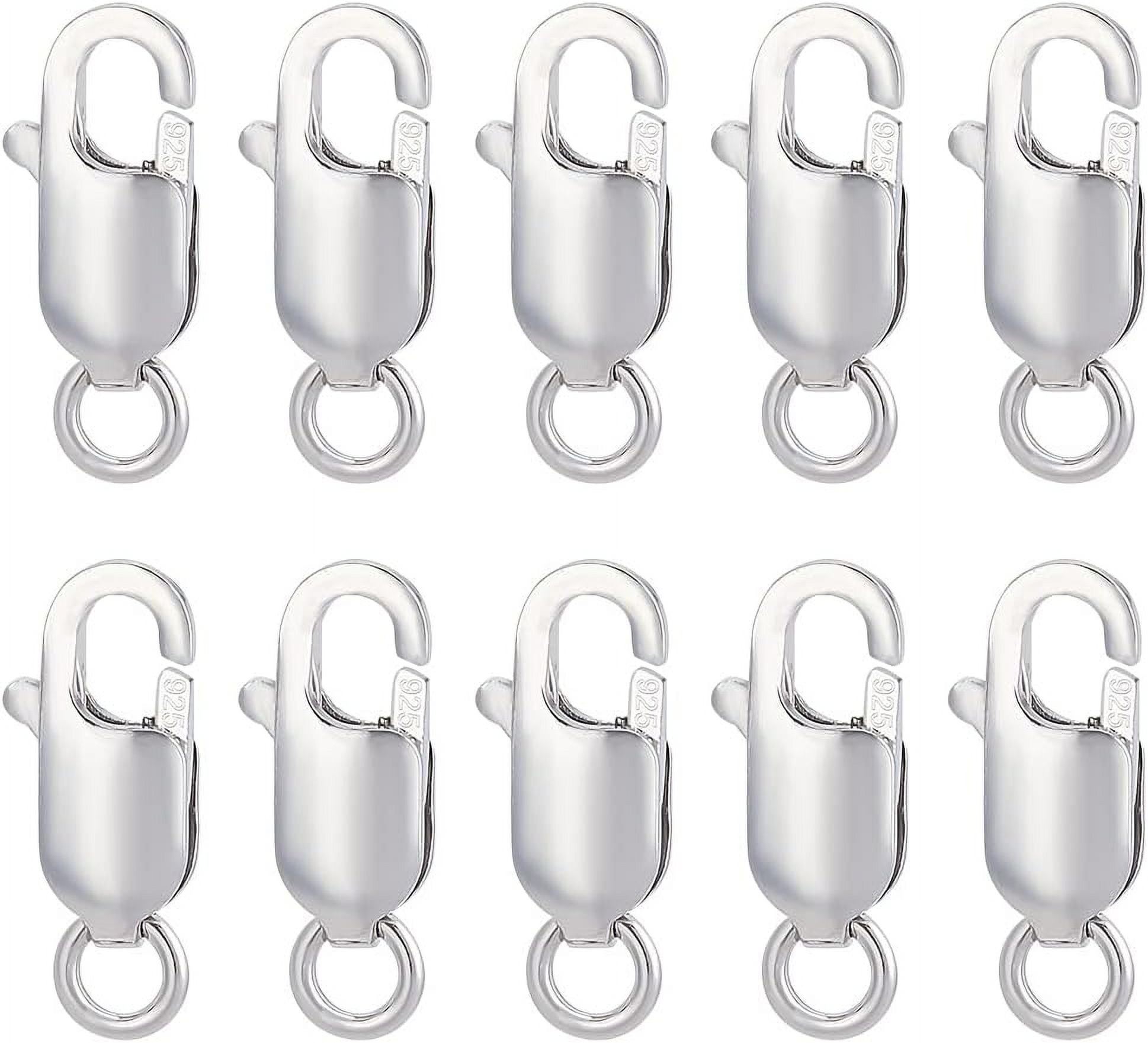 10pcs 925 Sterling Silver Lobster Claw Clasps 10.5mm Rectangle Trigger ...