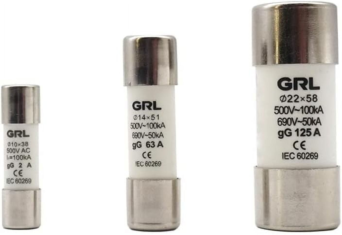 10pcs AC 500V RO16 Fast Blow Ceramic Fuse Link RT18-63 14X51 gG Cutout ...