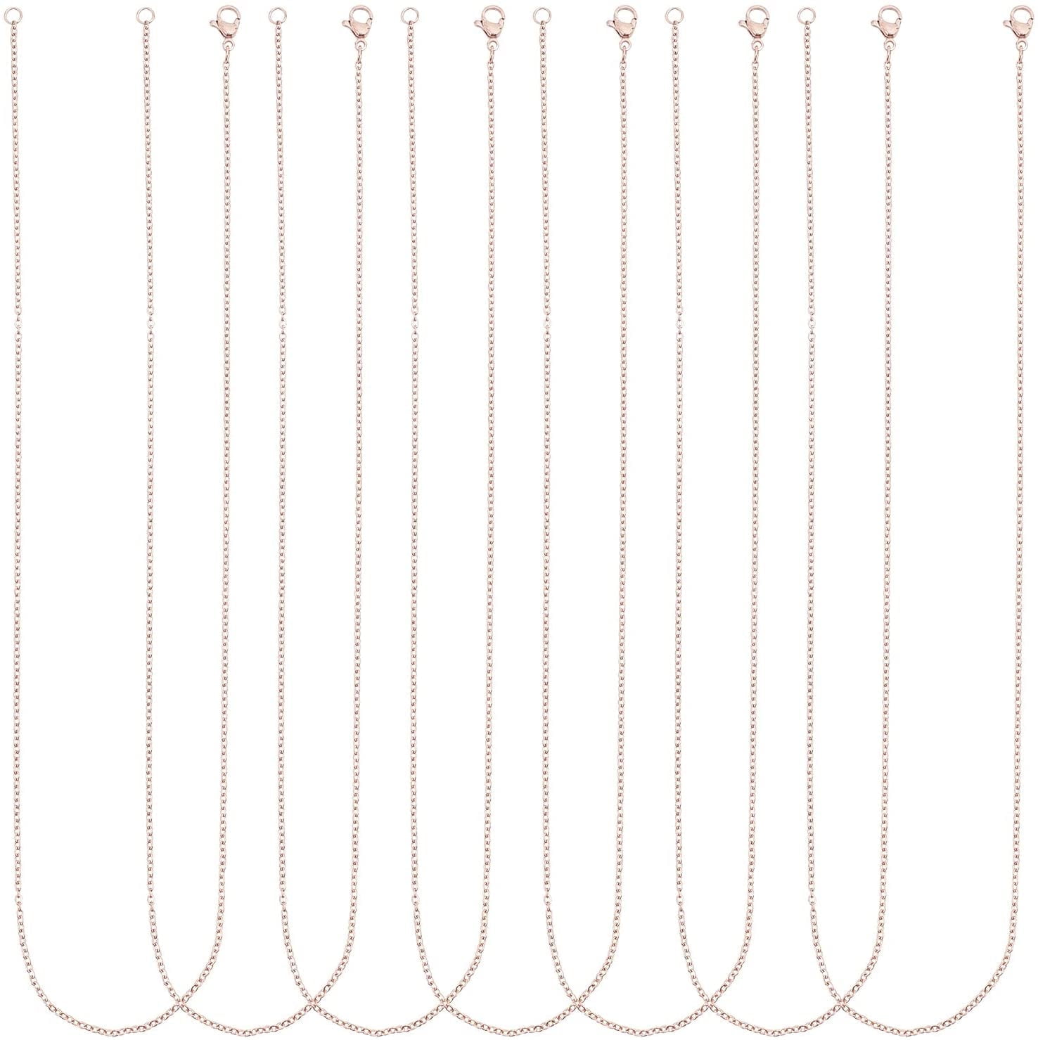 10pcs About 17.7 Inches Rose Gold Necklace Chain with Lobster Claw ...