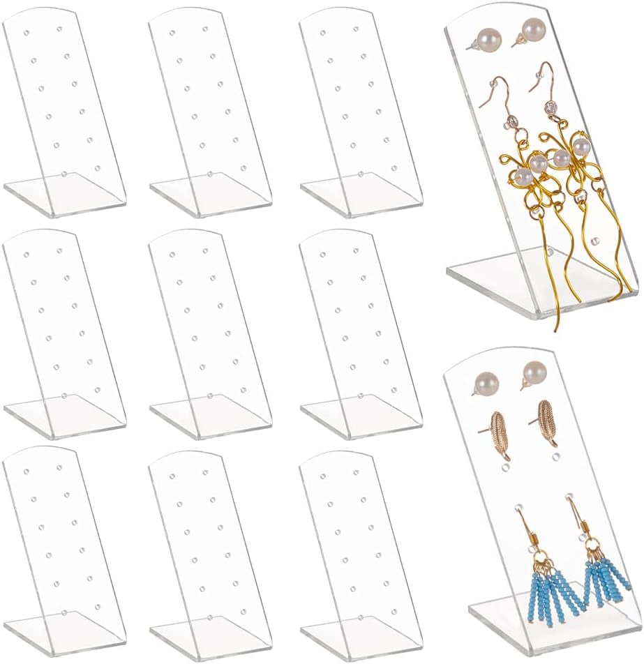 10pcs Acrylic Earring Display Stands 12 Holes Earring Holder Show Rack ...