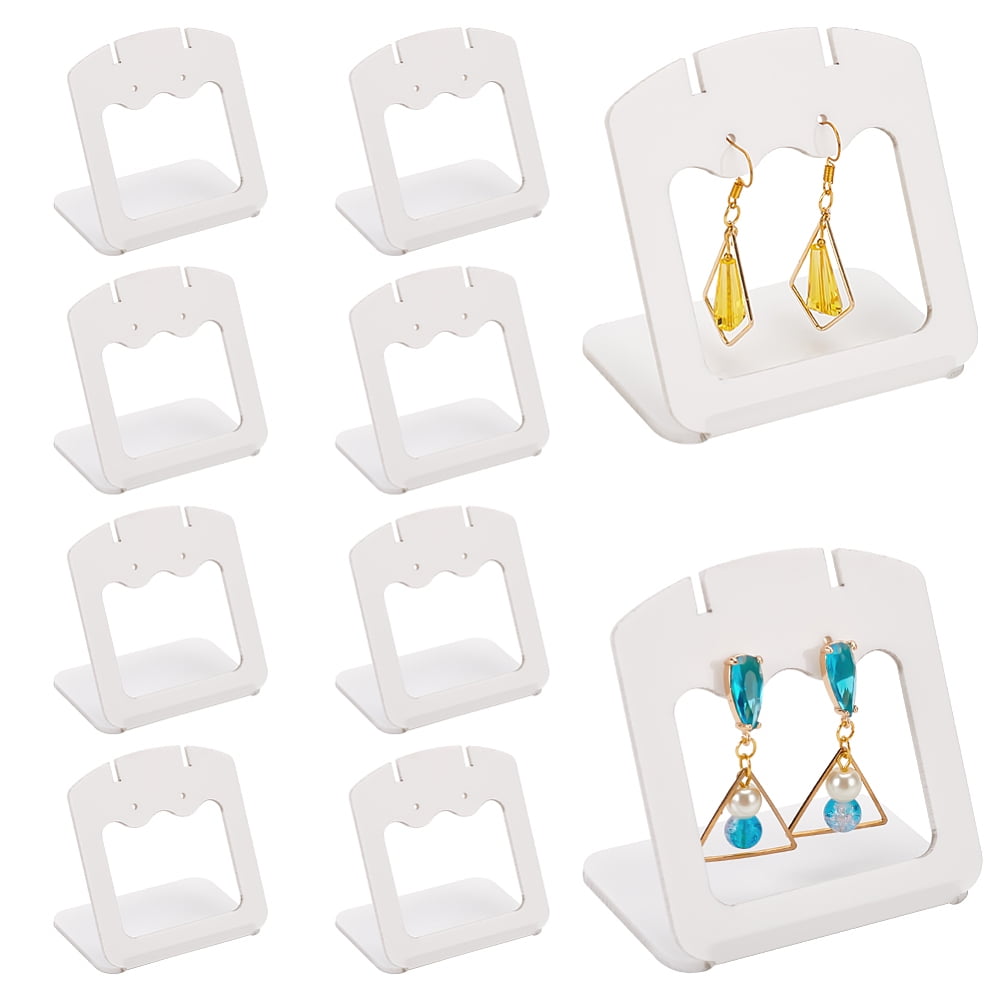 10pcs Acrylic Slant Bacl Earring Display Stands L-Shaped White 8.6x7 ...