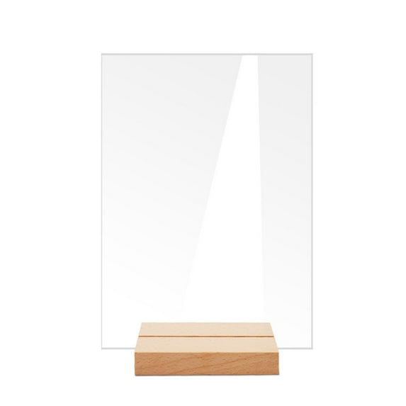 10Pcs Acrylic Table Sign Holder With Wooden Base Blank Clear Weddings ...