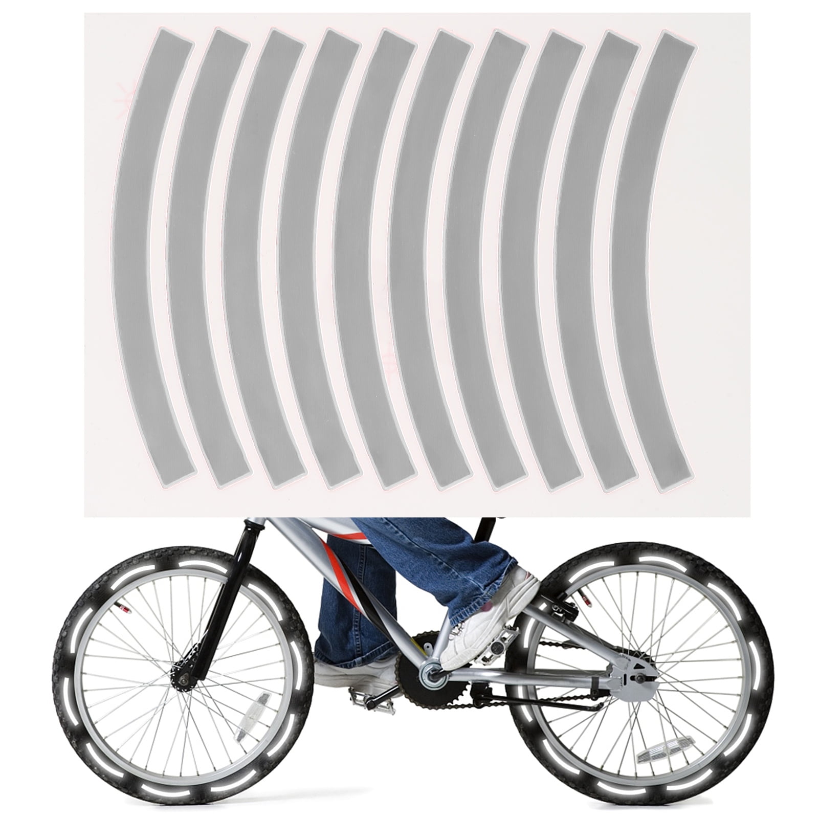 10pcs Adhesive Reflective Tape Cycling Safety Warning Sticker Bike ...