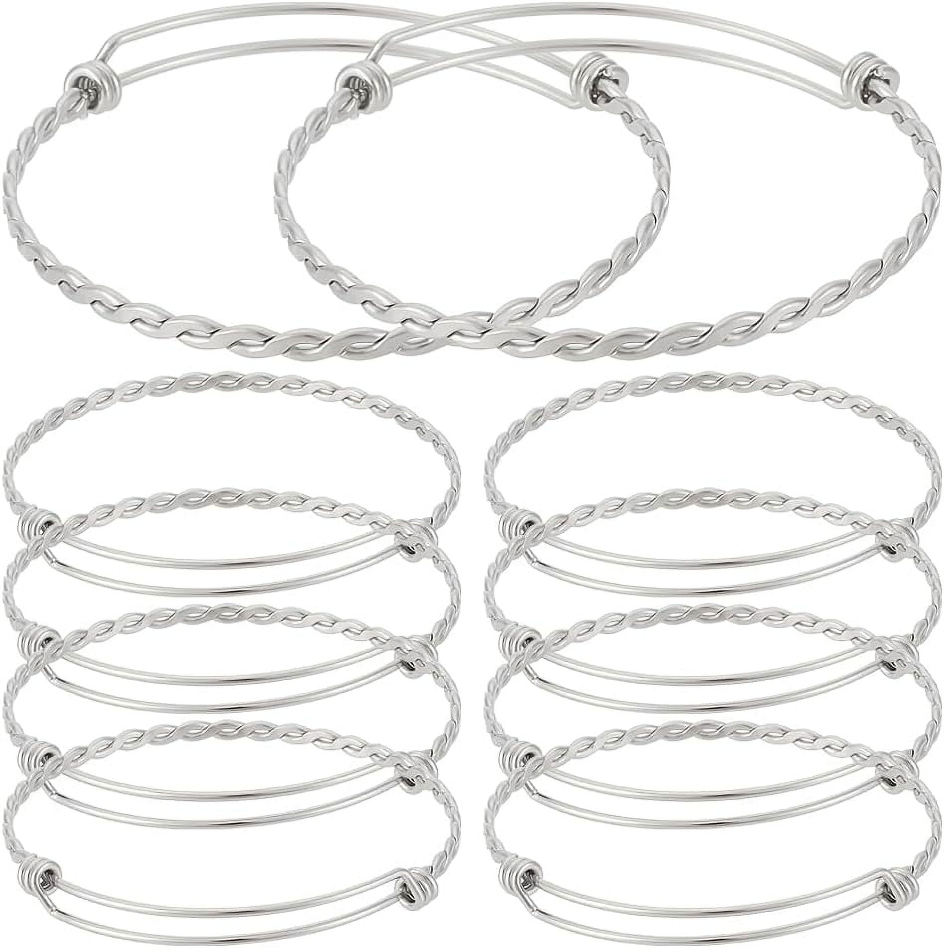 10pcs Adjustable Bangle Bracelet 2.5" Wire Blank Stainless Steel ...