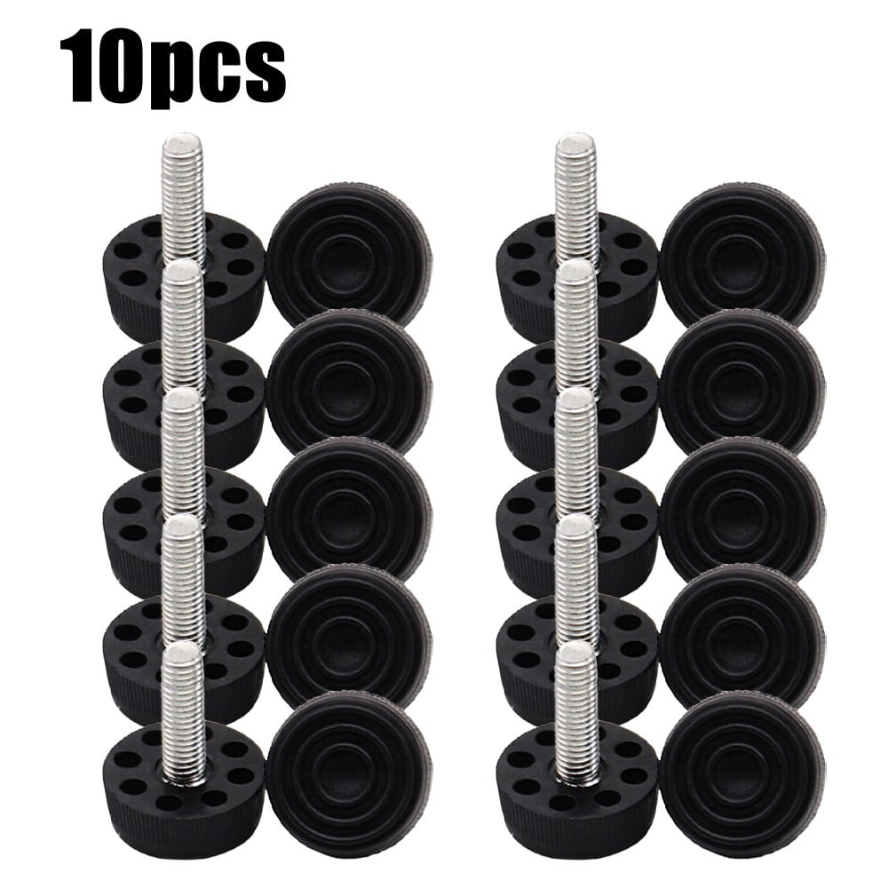 10pcs Adjustable Height Feet Metric Thread M6/M8/M10 Black Plastic Base ...