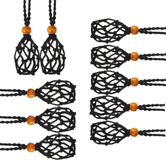 10pcs Adjustable Rope Necklace Natural Stone Holder Pendant Neckchain ...