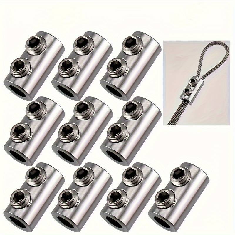 10pcs Adjustable Stainless Steel Wire Rope Lock Clamps - Self-Locking ...