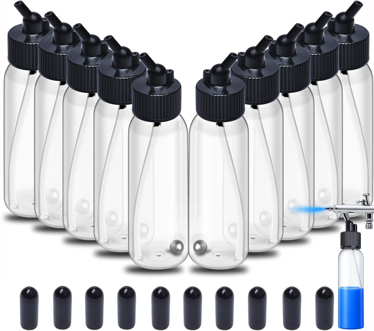 10pcs Airbrush Siphon Feed Jar, 1.07 Ounce(30CC) Plastic Airbrush ...