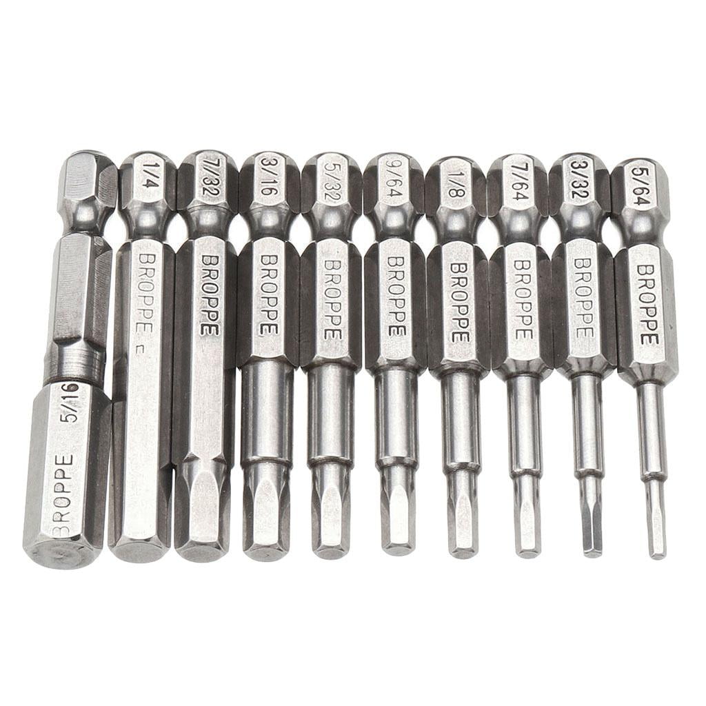 10pcs Allen Wrench Drill Bit Set - 1/4" Hex Shank Bits - Fortified S2 ...