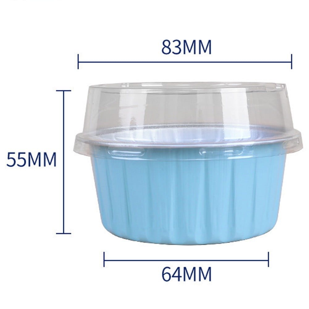 10pcs Aluminium Foil Baking Cups with Lids Creme Brulee Cupcake Liners ...