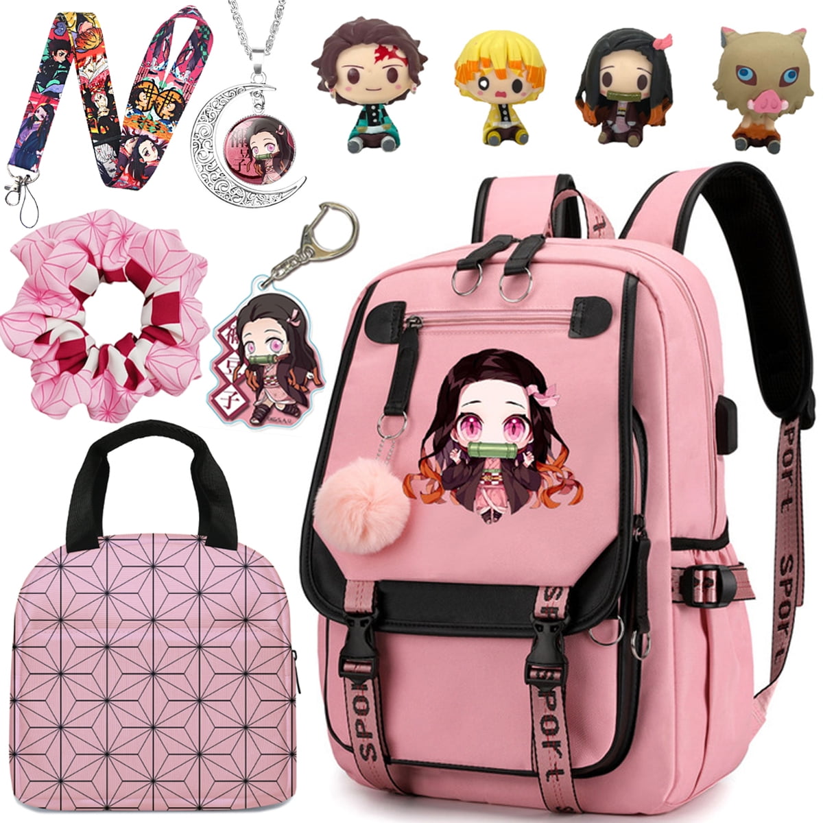10pcs Anime Demon Slayer Nezuko School Backpack kits - Walmart.com