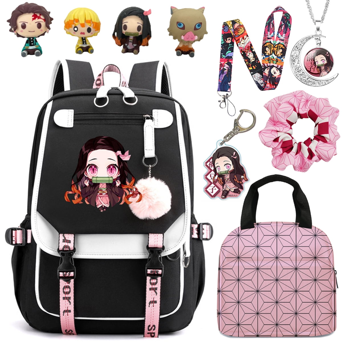 10pcs Anime Demon Slayer Nezuko School Backpack kits - Walmart.com
