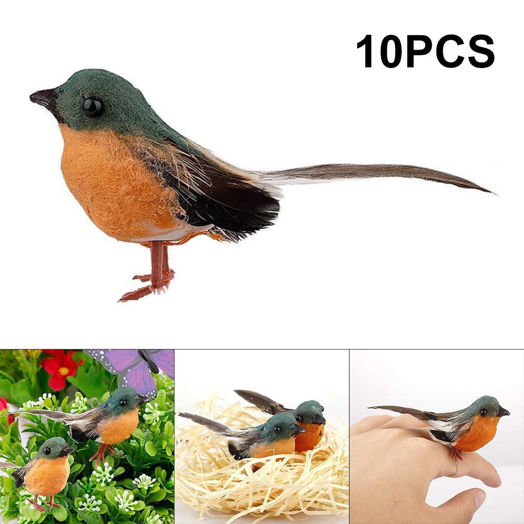 10pcs Artificial Birds with Clip Christmas Realistic Feathered Birds ...