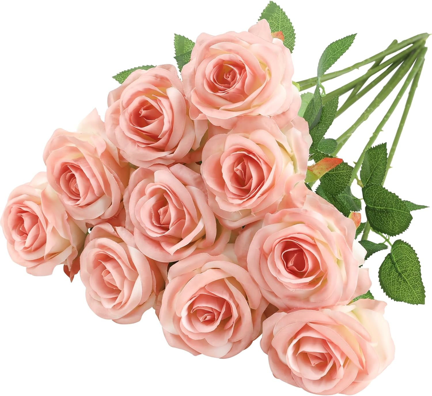 10pcs Artificial Fake Rose Silk Flowers Long Stems Faux Flowers Bouquet ...