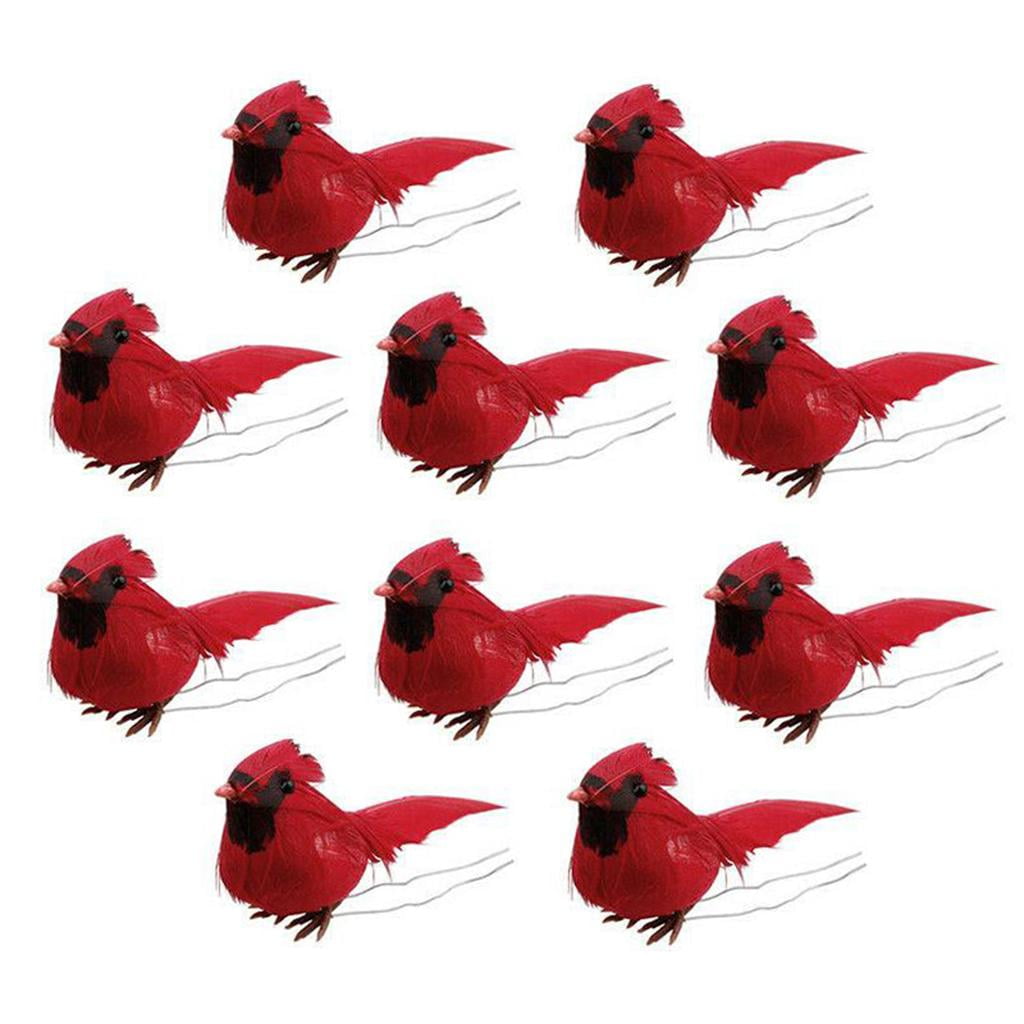 10pcs Artificial Red Cardinal Birds for Centerpieces Home Garden Decor ...
