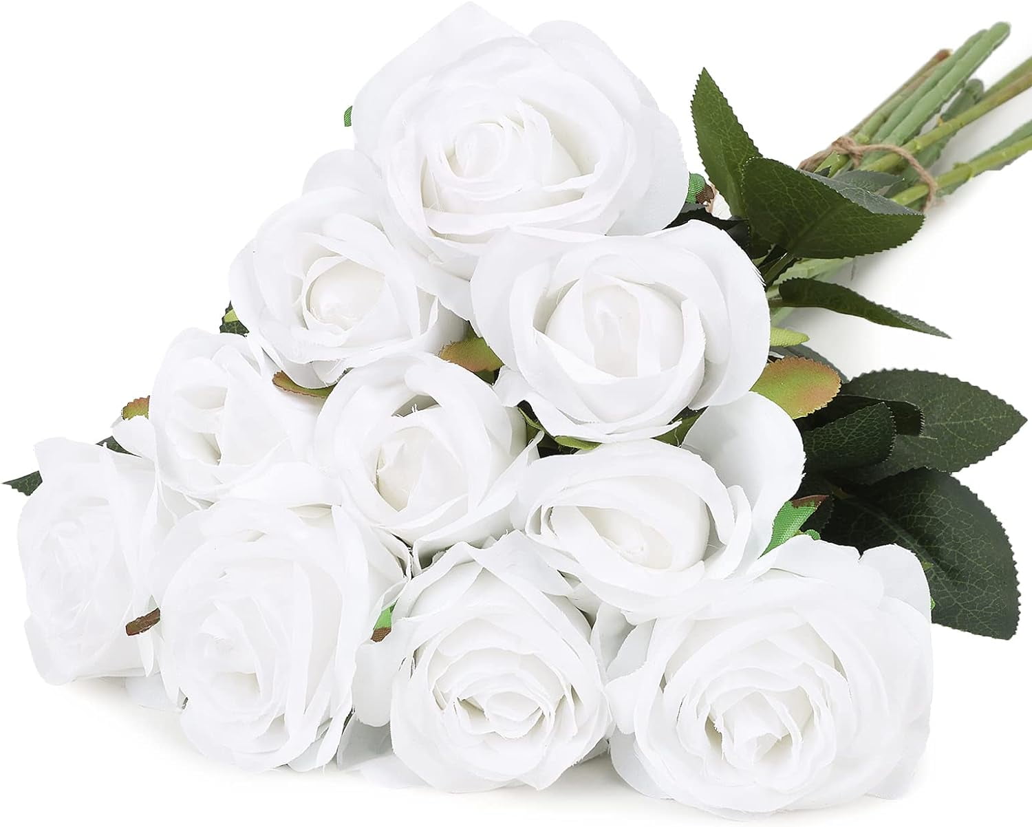 10pcs Artificial Roses with Stems White Roses Fake Flowers Decorations ...