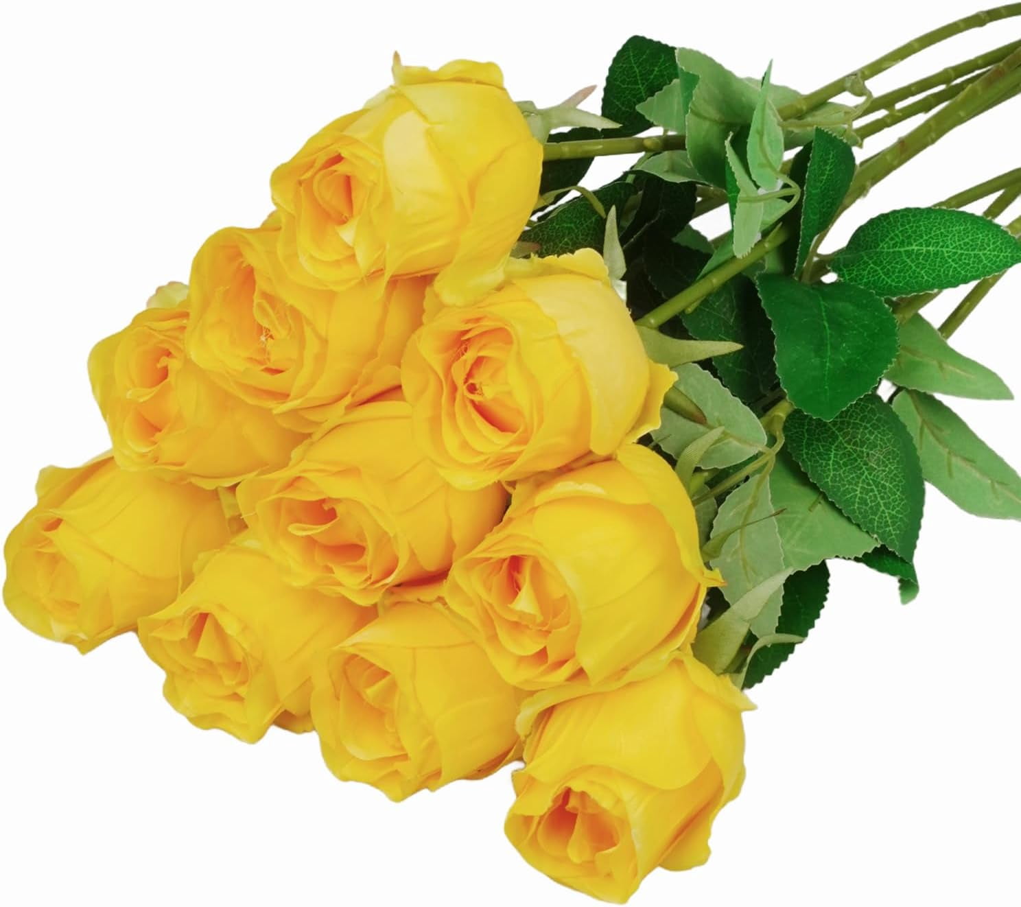 10pcs Artificial Silk Rose Flowers with Long Stem Real Looking Fake ...