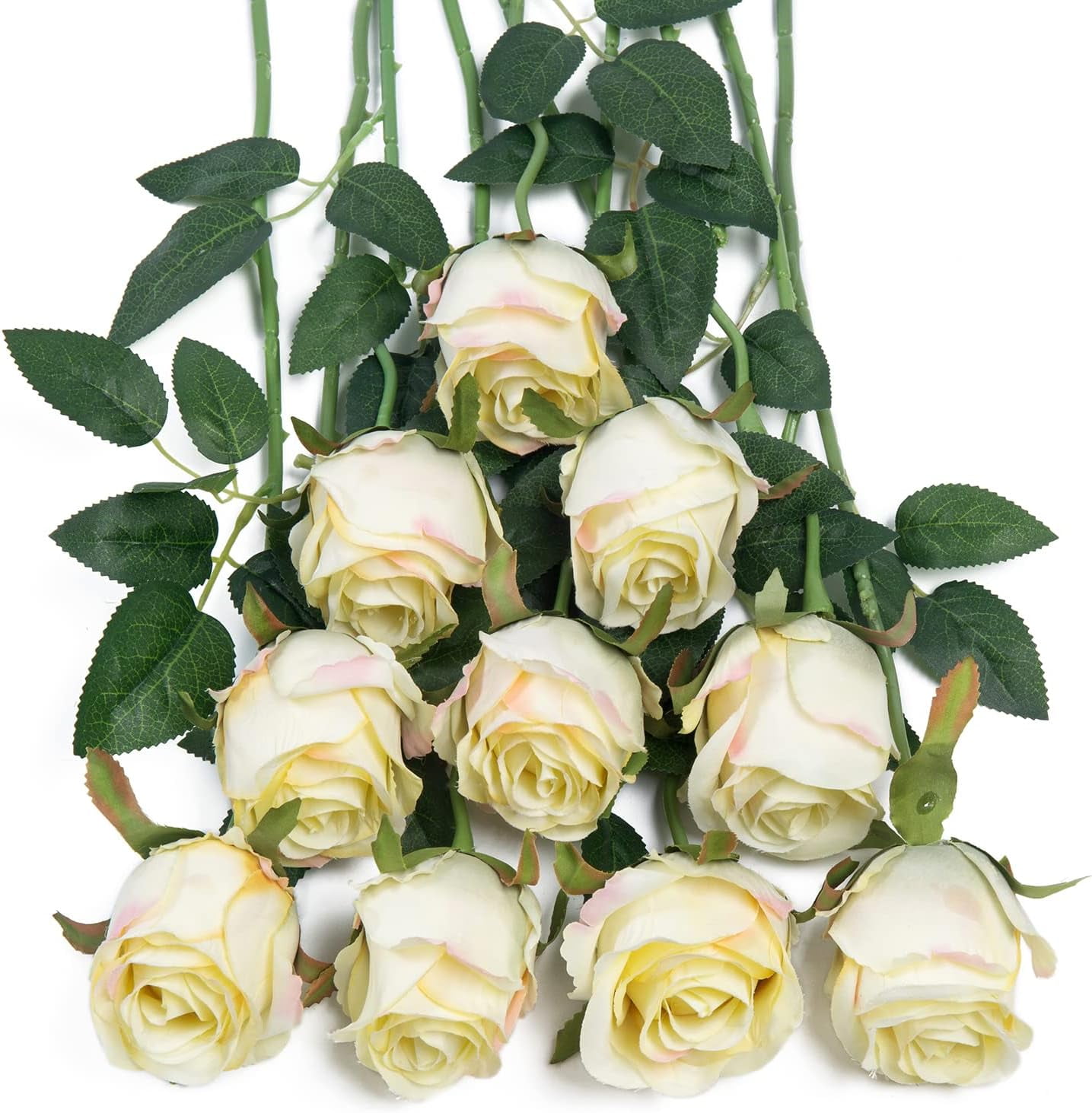 10pcs Artificial Silk Roses Fake Flowers Bouquet Long Stems for Wedding ...