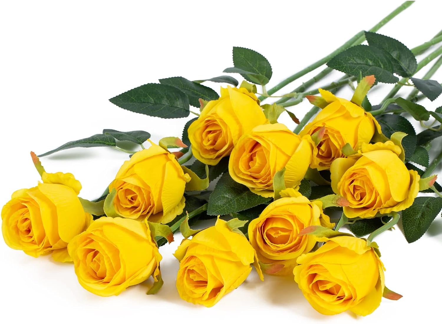 10pcs Artificial Silk Roses Fake Flowers Bouquet Long Stems for Wedding ...