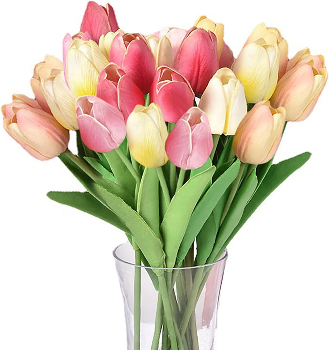 10pcs Artificial Tulips Flowers Real Touch Silk Flowers Pink Yellow ...