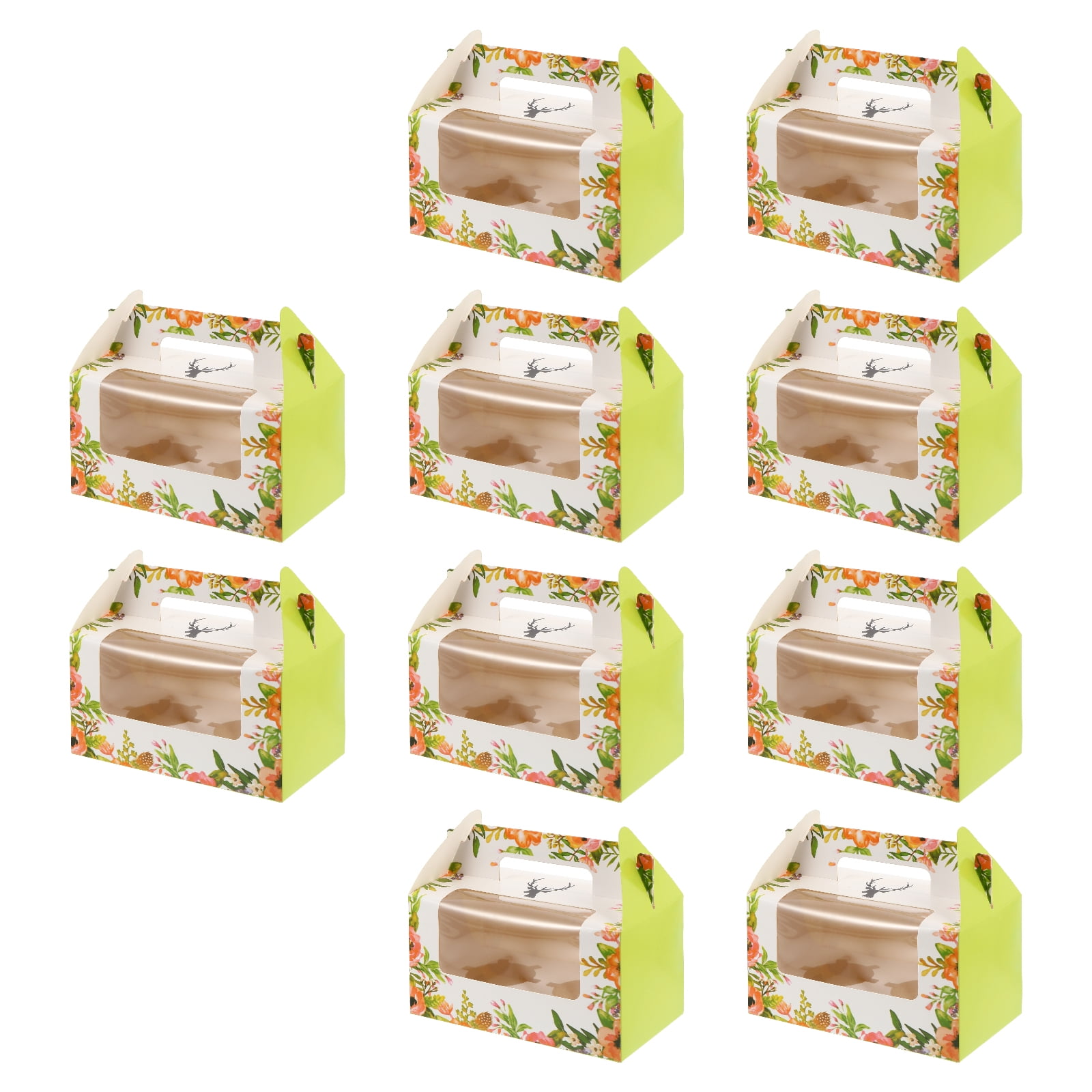 MEIBUTYUP Cake Muffin Box Multi Paper 10Pcs 6.5x3.7x3.5in Cupcake ...