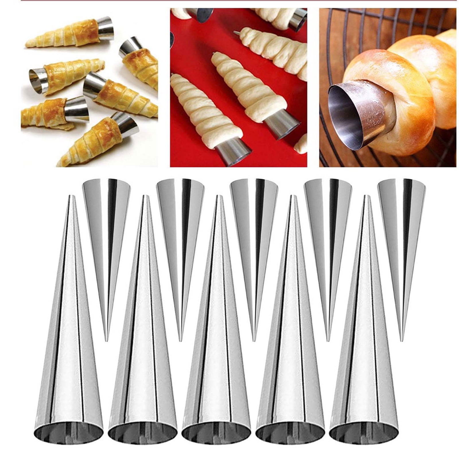 10pcs Baking Mould 4.9inch Bread Making Tool Baking Cones Stainless ...