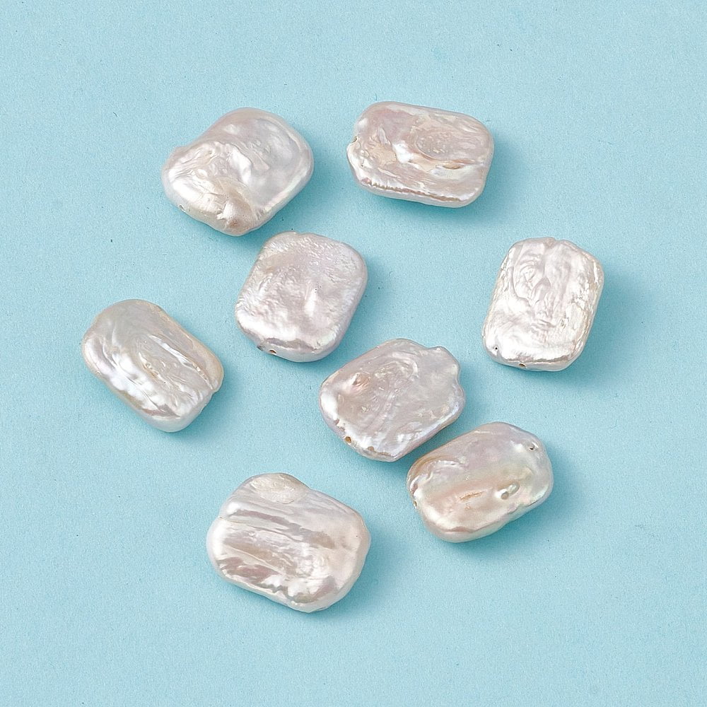 10pcs Baroque Natural Keshi Pearl Beads Rectangle Seashell color 20~21 ...