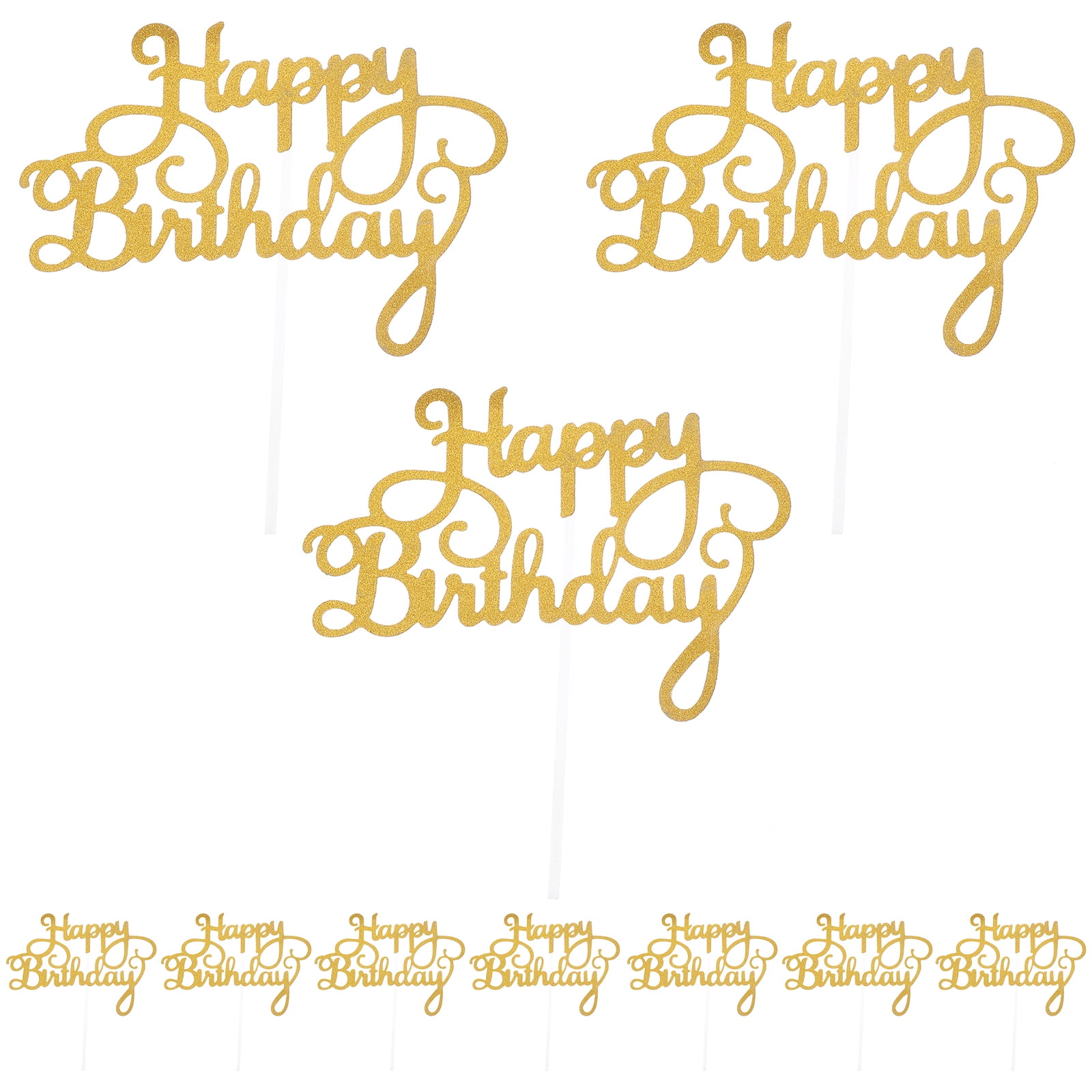 10pcs Birthday Cake Topper Paper Cupcake Picks Decor Happy Birthday ...
