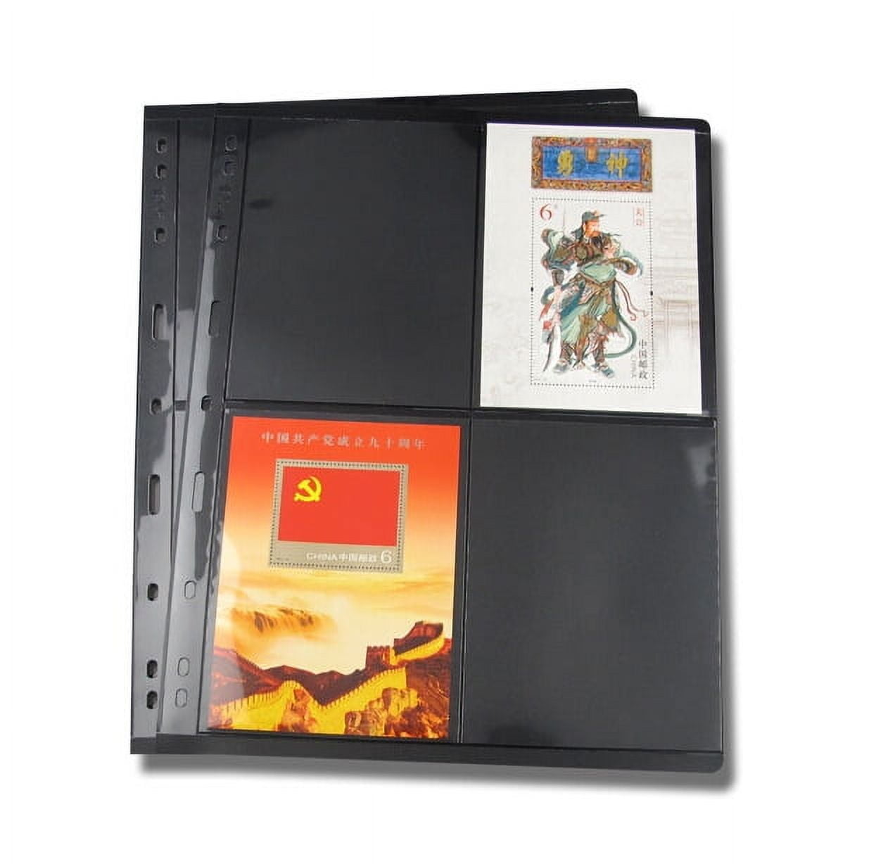 10pcs Black PVC Double Sided Stamp Album Pages for Stamp Collection and ...