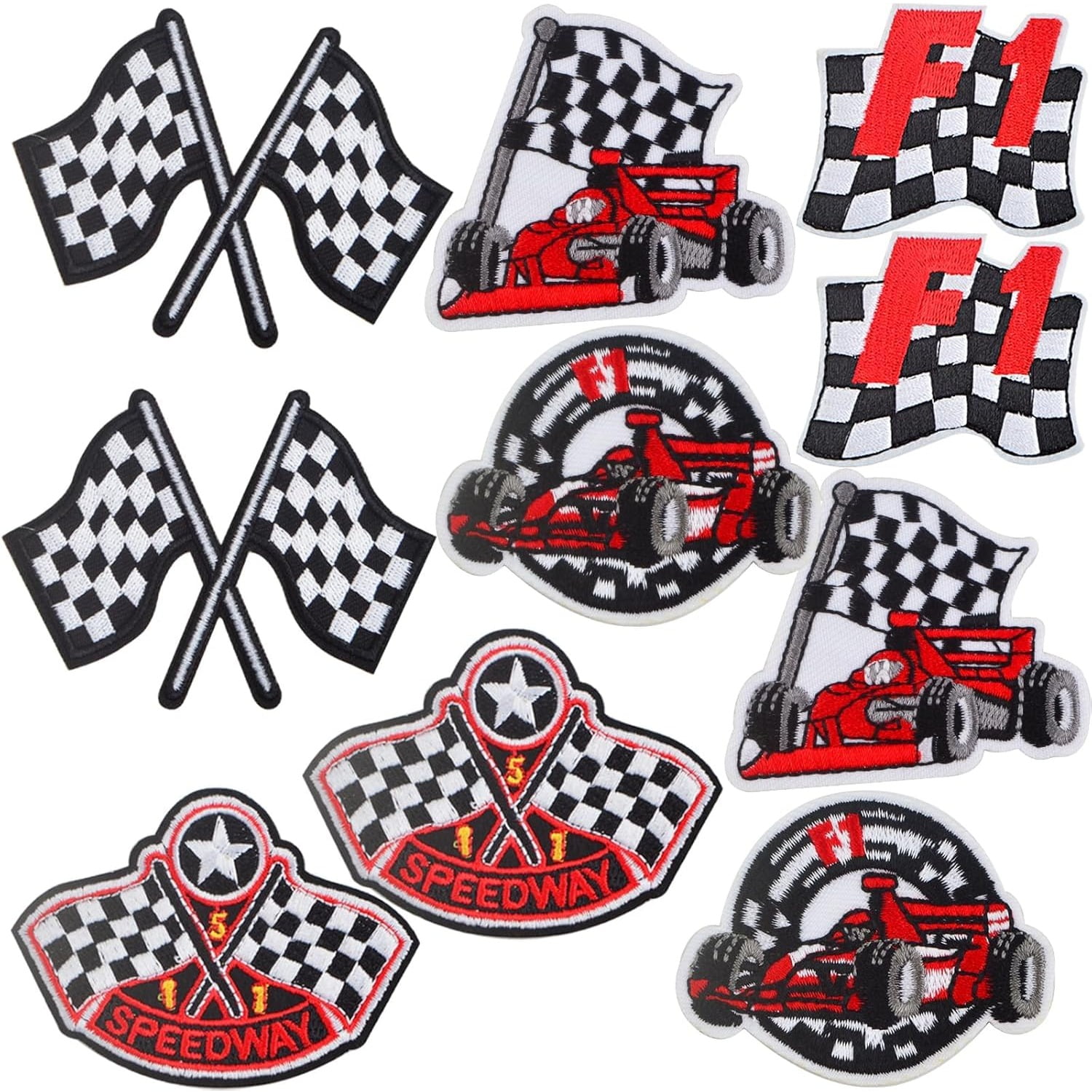 10pcs Black White Checkered Square F1 Racing Patches Cycle Race Car ...