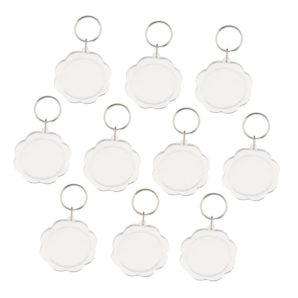 10pcs Blank Acrylic Flower Keychains Insert Keys 43mm - Walmart.com