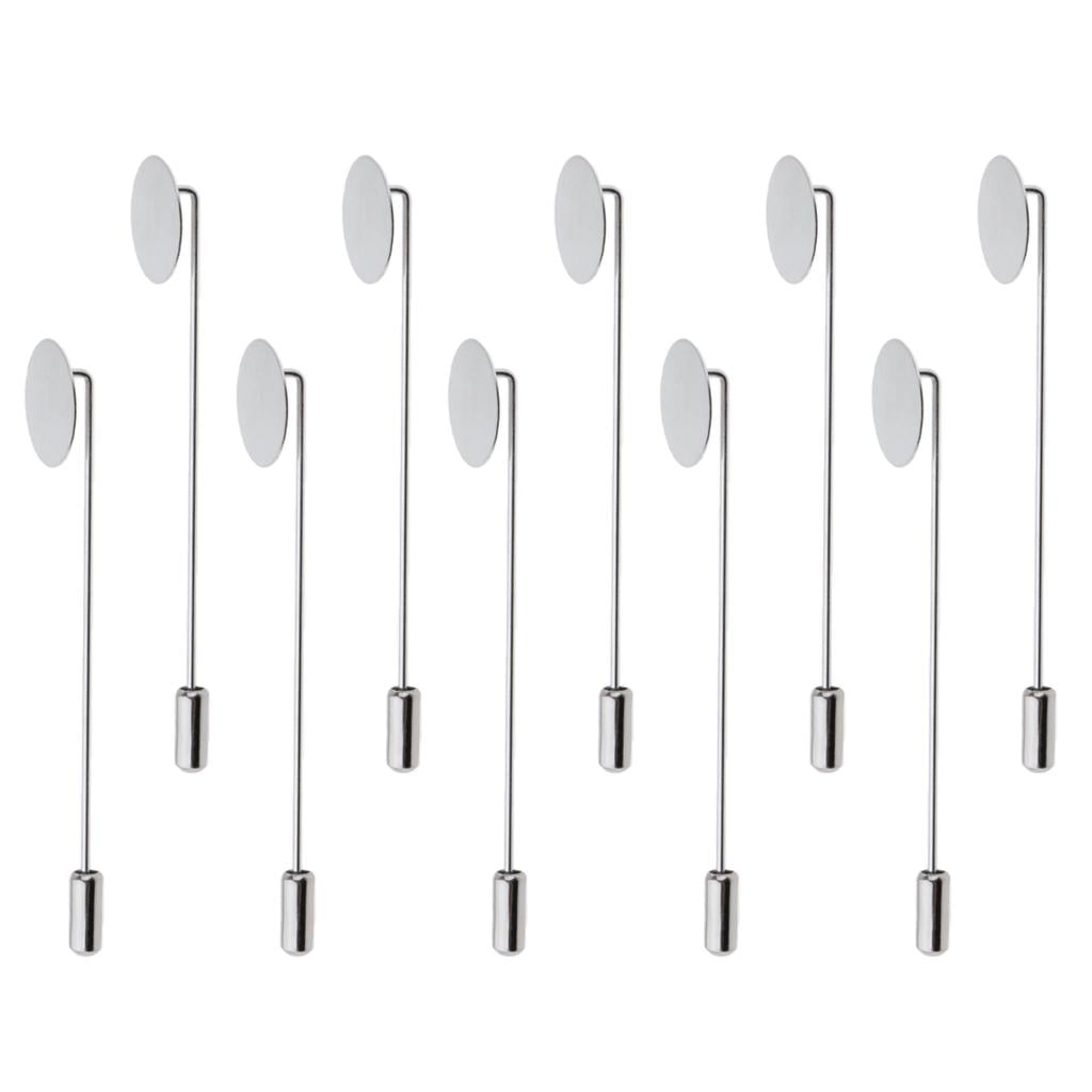 10pcs Blank Tray lapel pin stick Pin DIY Clutch Boutonniere Pins ...