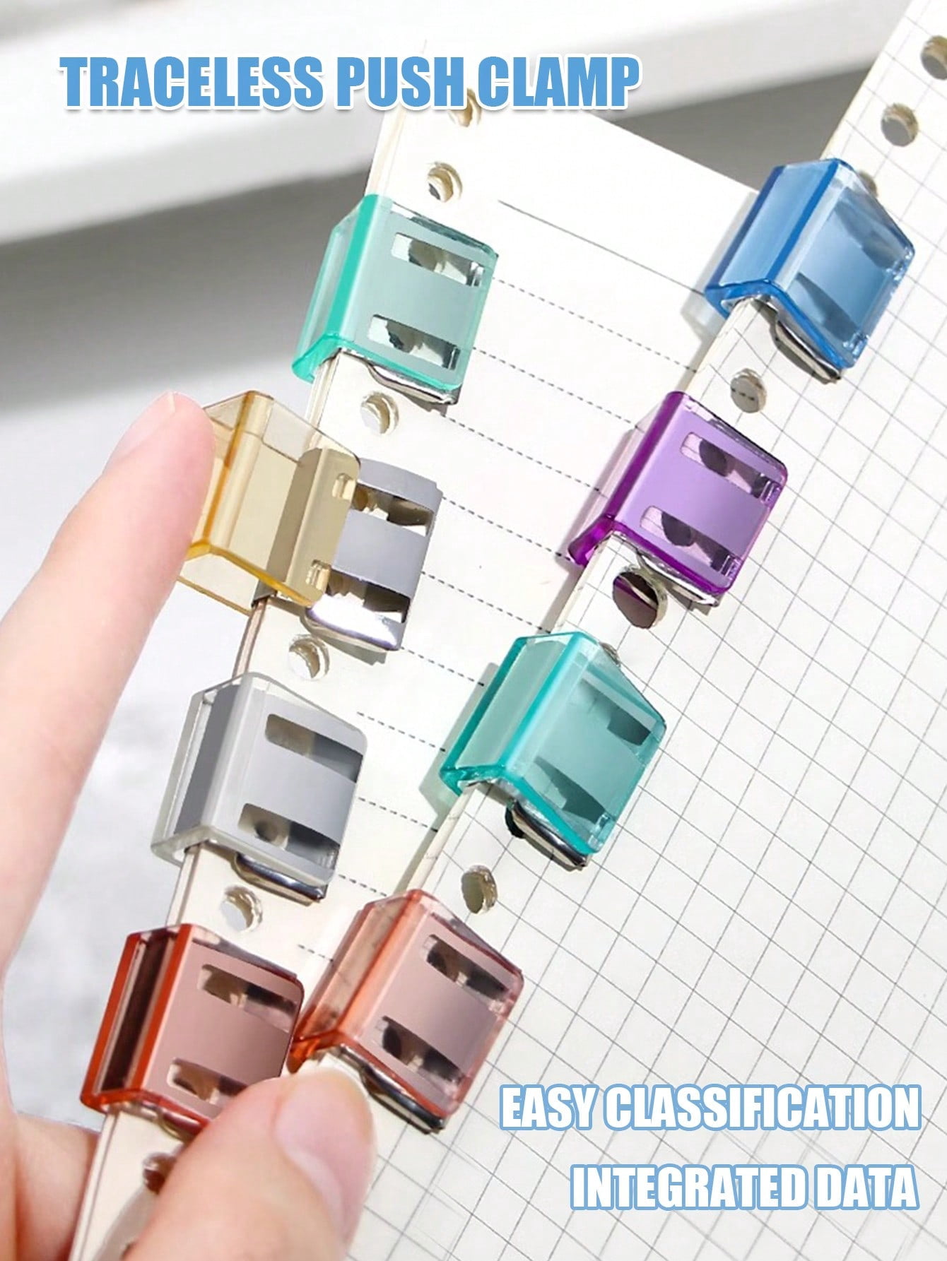 10pcs Box Pushed Clamp Seamless Paper Clips Document Organizer Binder ...