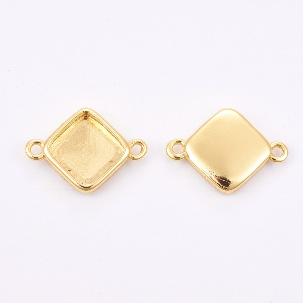 10pcs Brass Cabochon Connector Settings Long-Lasting Rhombus Golden ...