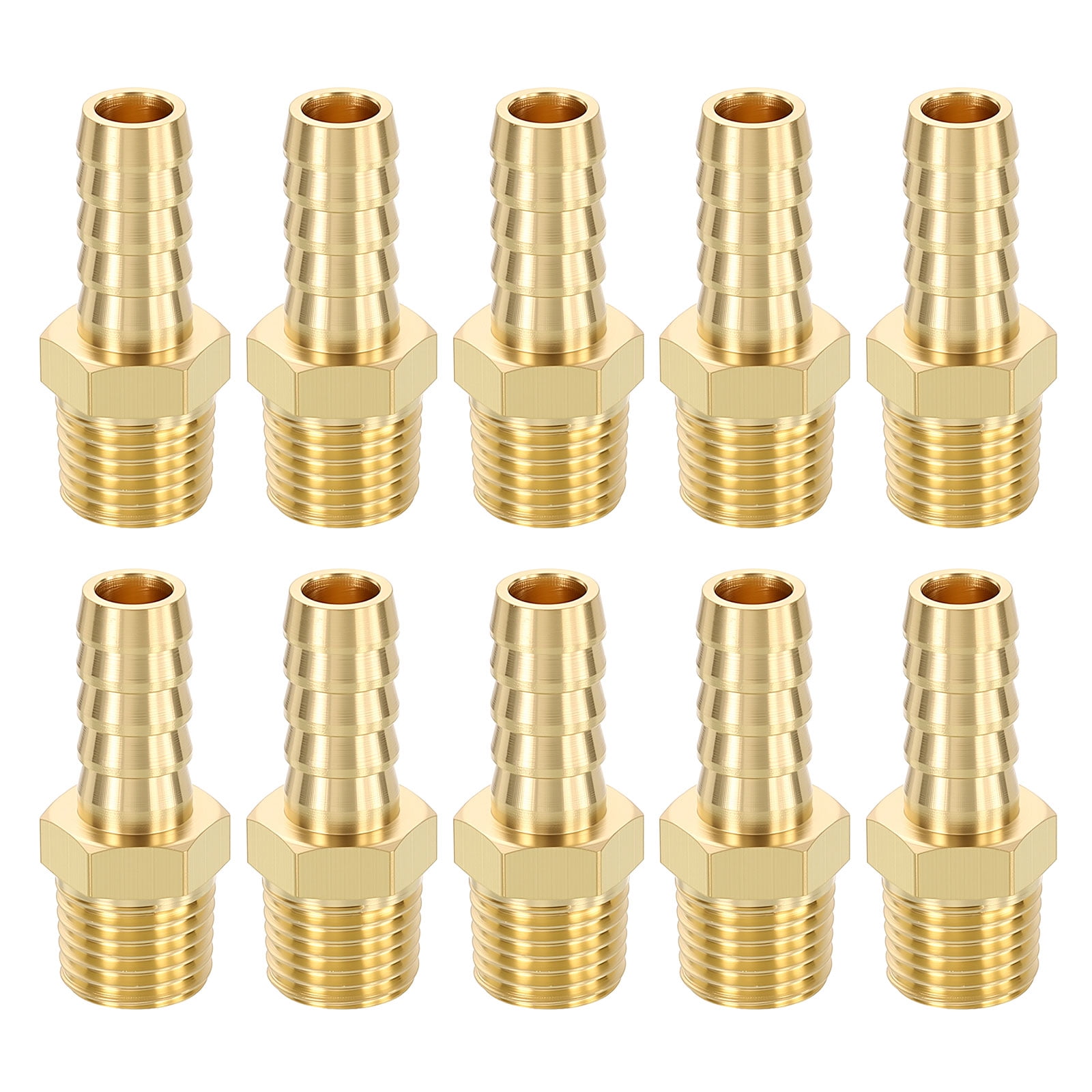 10pcs Brass Hose Barb to NPT Male Adapter 3/8" Barb x 1/4" NPT Male for ...