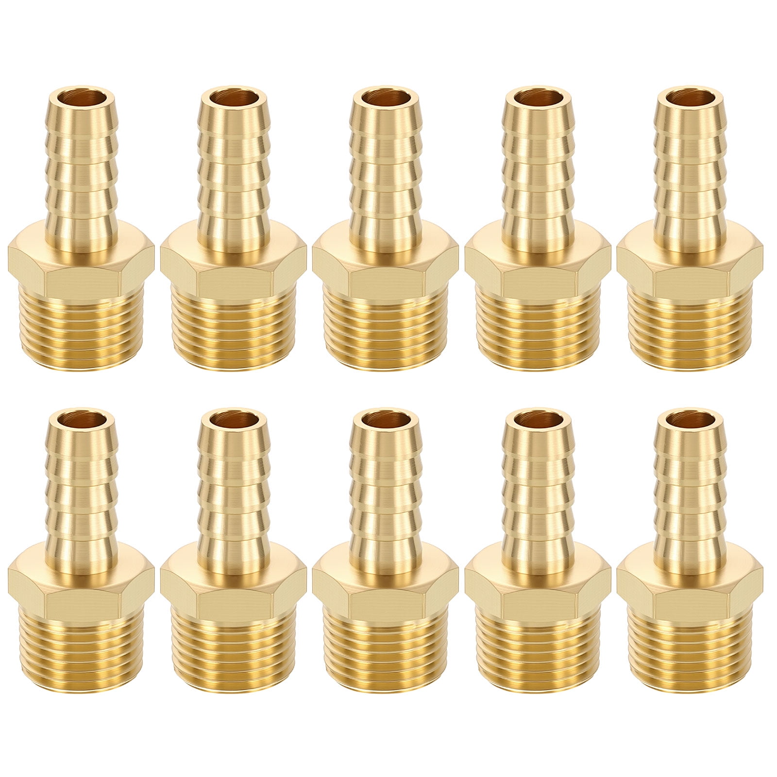 10pcs Brass Hose Barb to NPT Male Adapter 3/8" Barb x 3/8" NPT Male for Automotive, Motorcycle ...
