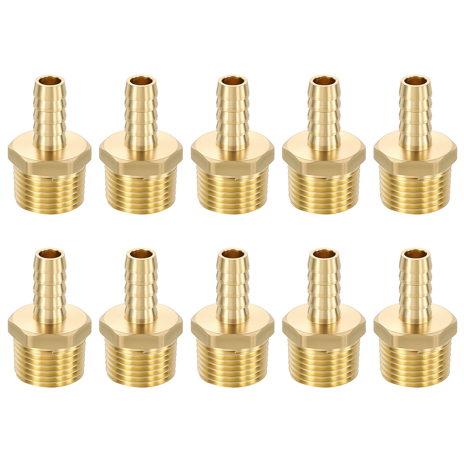10pcs Brass Hose Barbs to NPT Male Adapter 3/8" Barb x 1/2" NPT Male for Automotive, Motorcycle ...