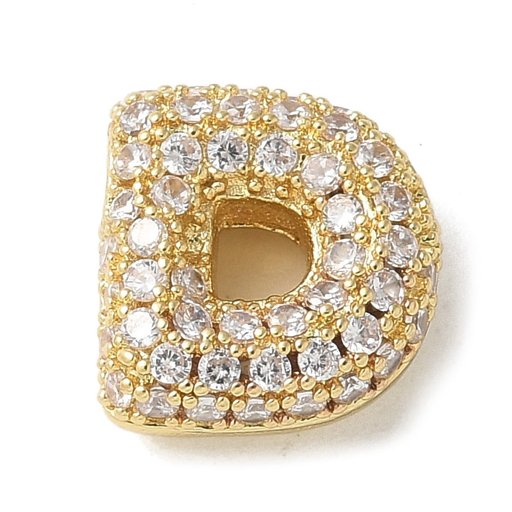 10pcs Brass Micro Pave Cubic Zirconia Beads Letter Rack Plating Long ...