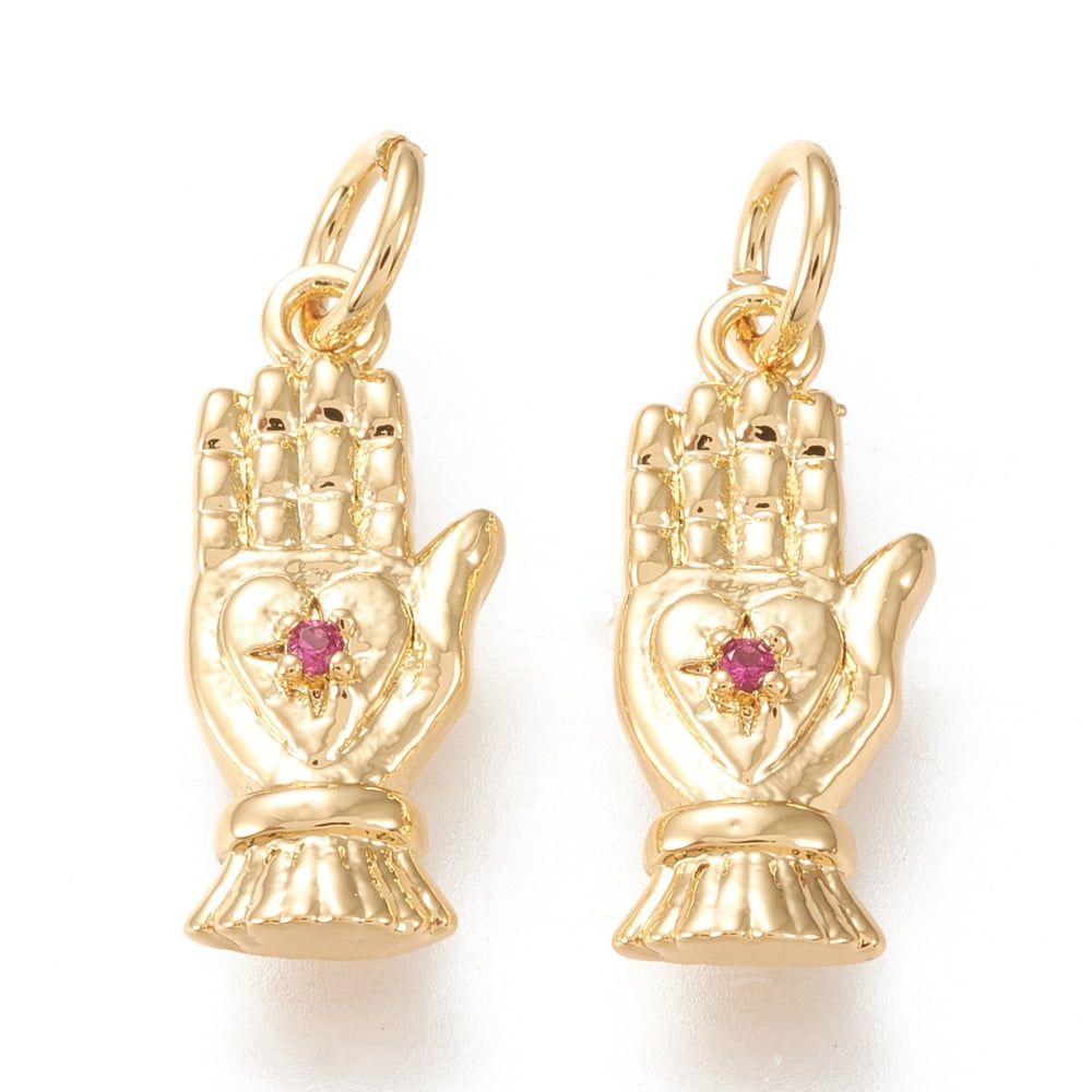 10pcs Brass Micro Pave Cubic Zirconia Pendants with Jump Rings Long ...