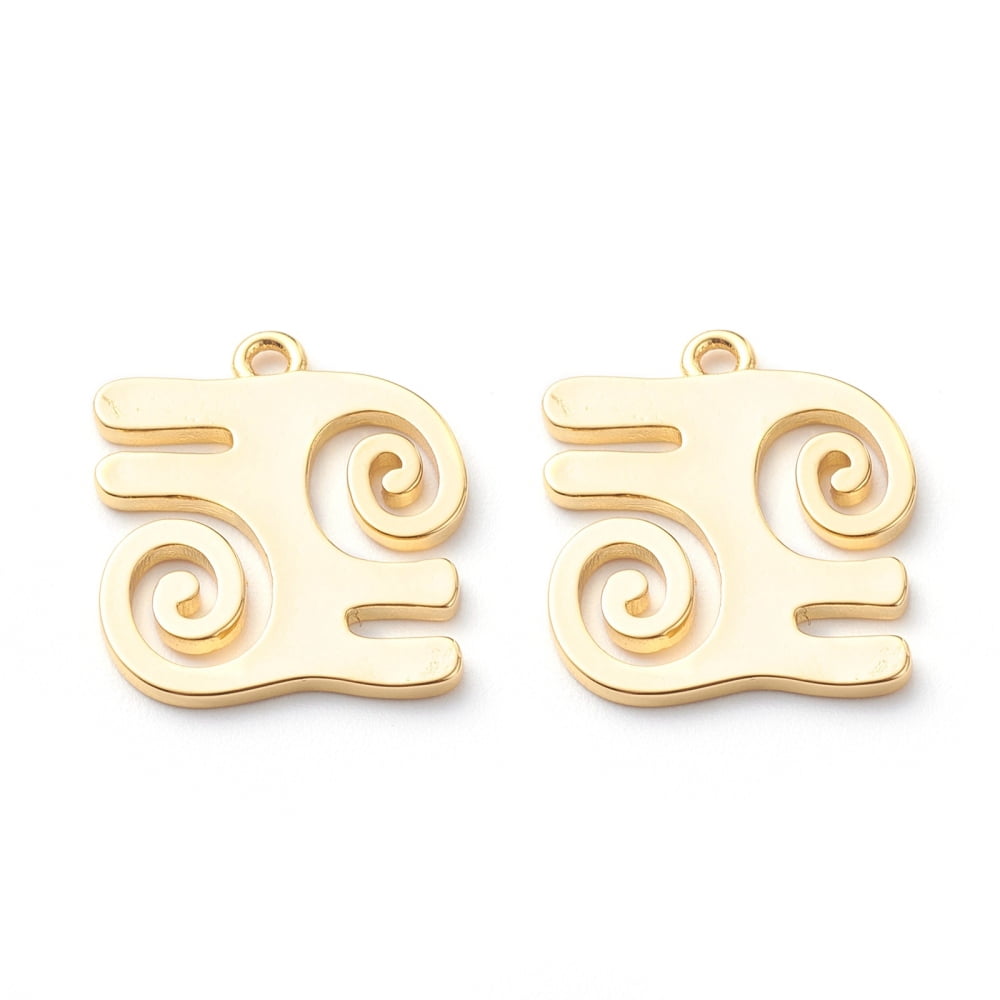 10pcs Brass Pendants Long-Lasting Adinkra Symbols golden 19.5x16x1.2mm ...