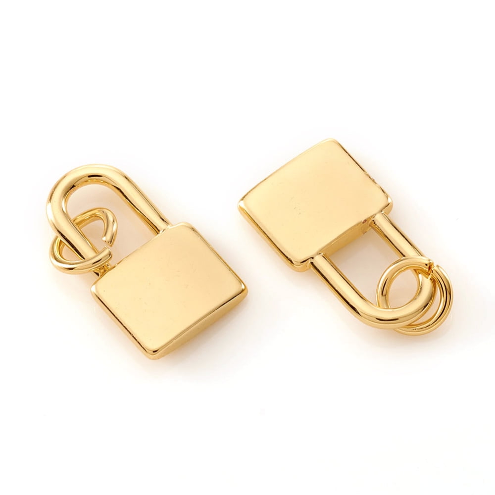 10pcs Brass with Jump Rings Lock golden 14x8x2mm Hole: 3mm - Walmart.com
