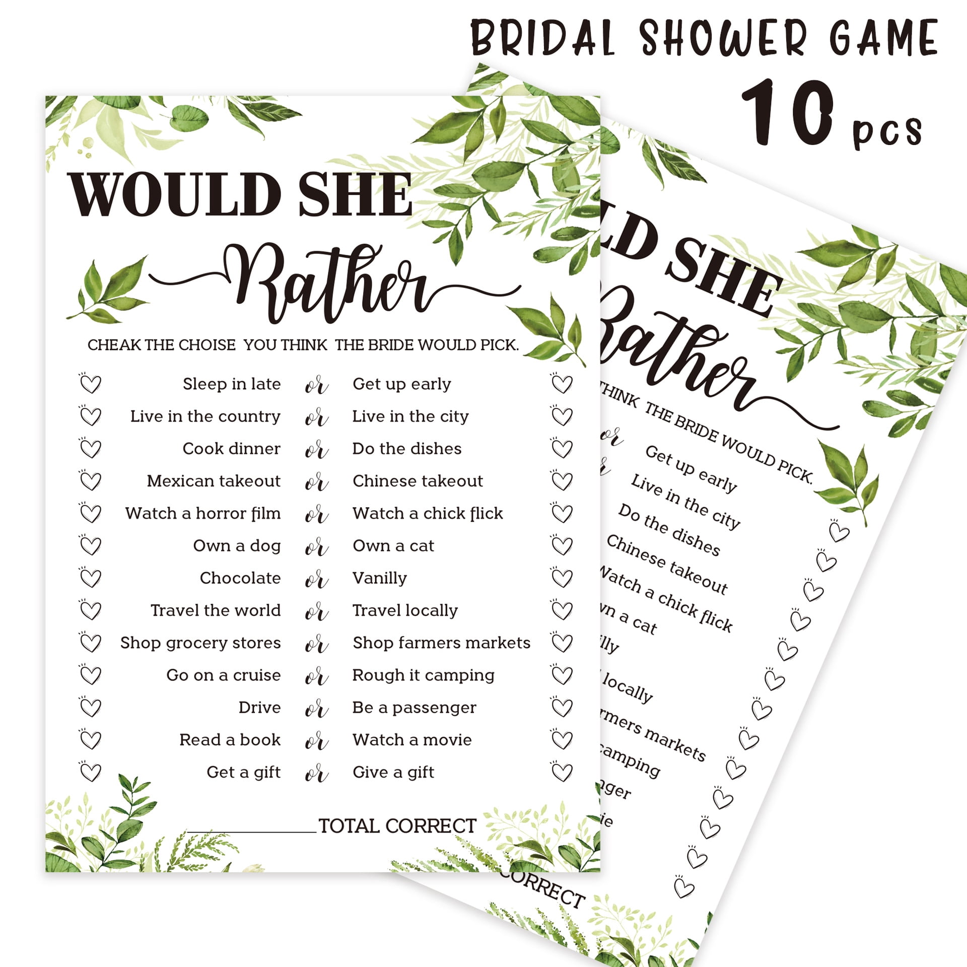 10pcs Bridal Shower Wedding Tacit Game Cards Unique Bachelorette Games ...