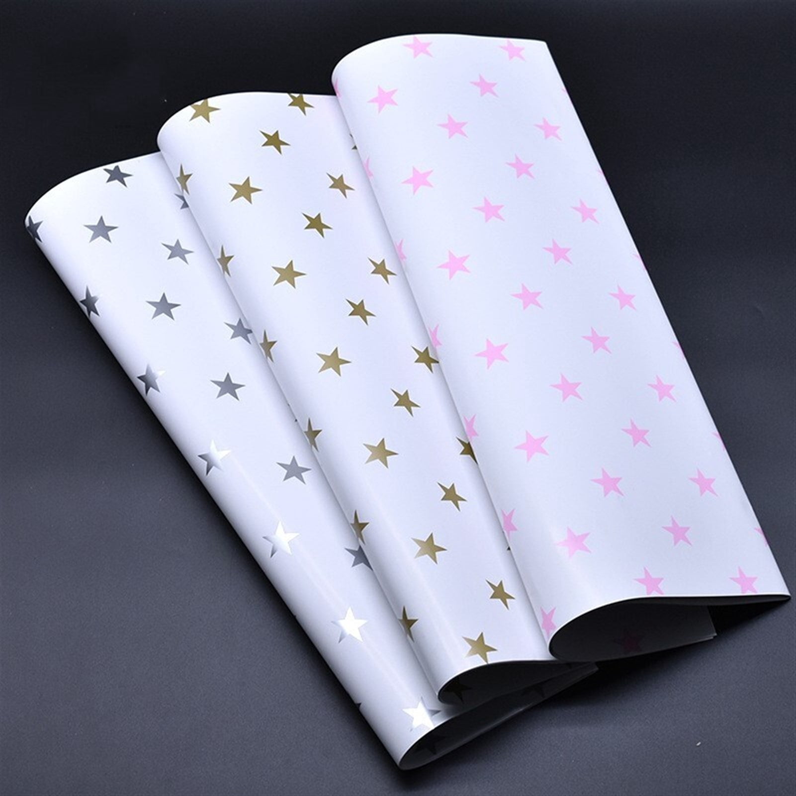 10pcs Bronzing Gold Sliver Stars Gift Wrapping Paper DIY Flower ...