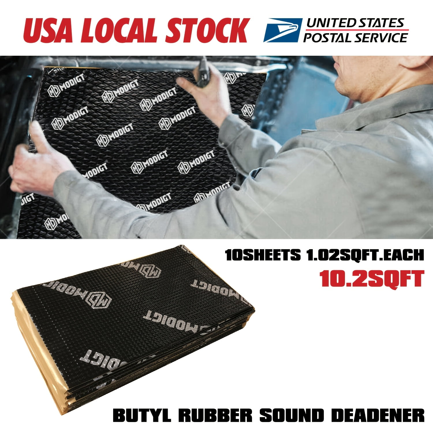 10pcs Butyl Sound Deadener Mat - Noise Insulation & Vibration Dampening ...