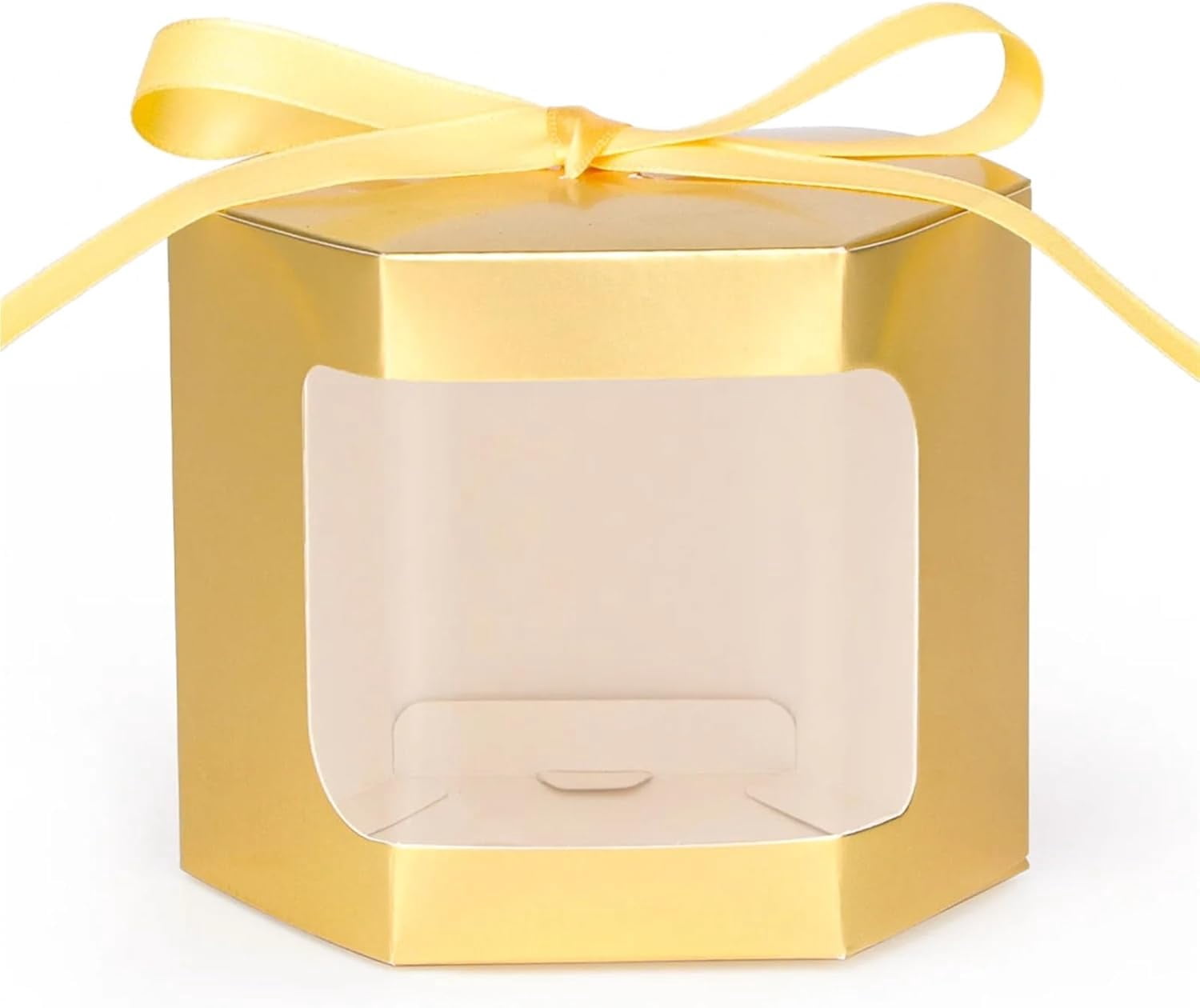 10pcs Cake Box Packaging Paper Bags Hexagon Candy Boxes With Clear PVC ...
